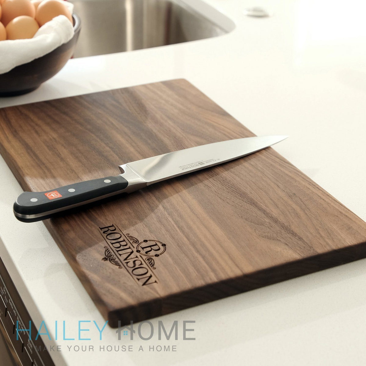 Personalized Flat Walnut Cutting Board 11 x 16 – Hailey Home