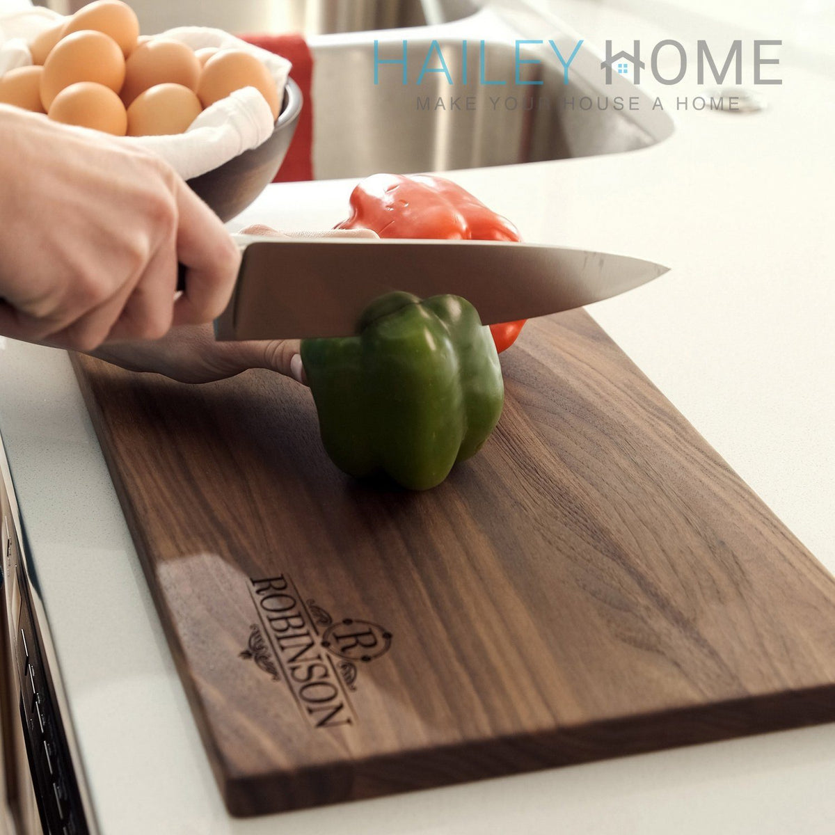 Personalized Flat Walnut Cutting Board 11 x 16 – Hailey Home