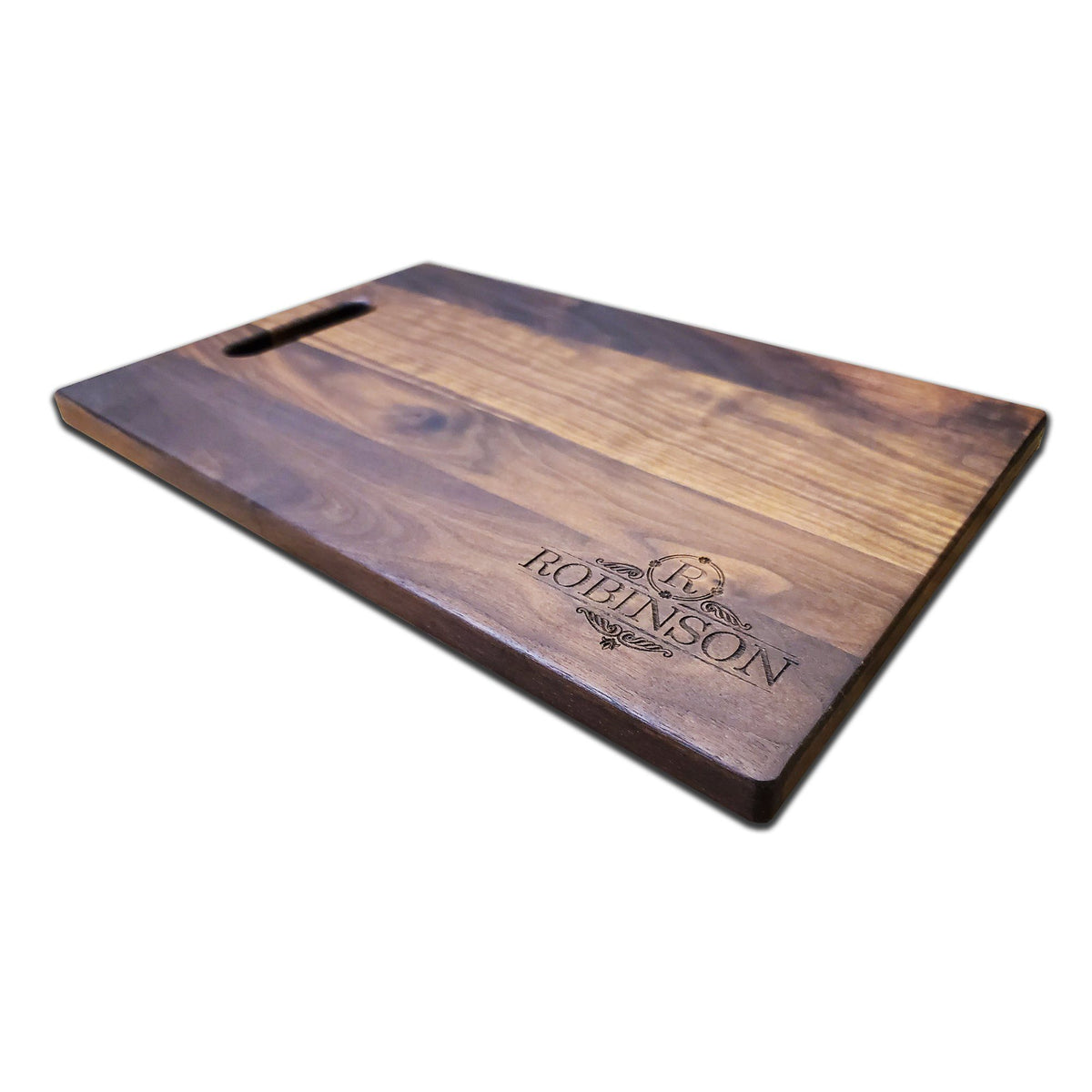 Personalized Walnut Cutting Board w/ Handle 11x16 – Hailey Home